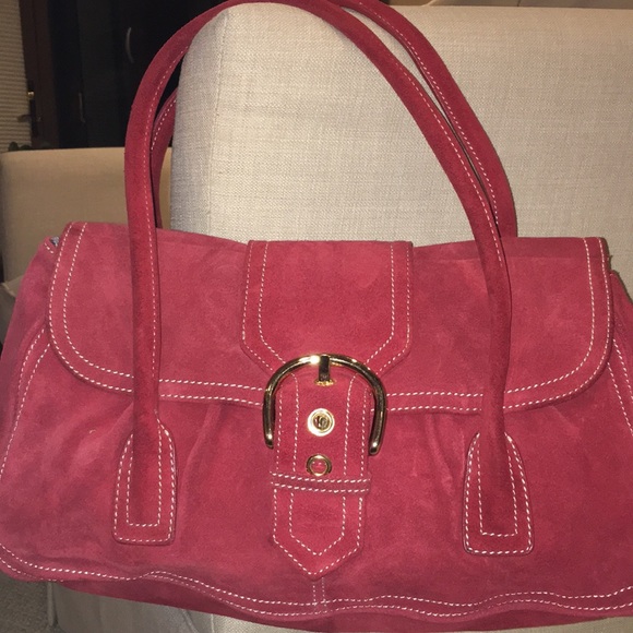 Via Spiga | Bags | Via Spiga Red Suede Purse | Poshmark